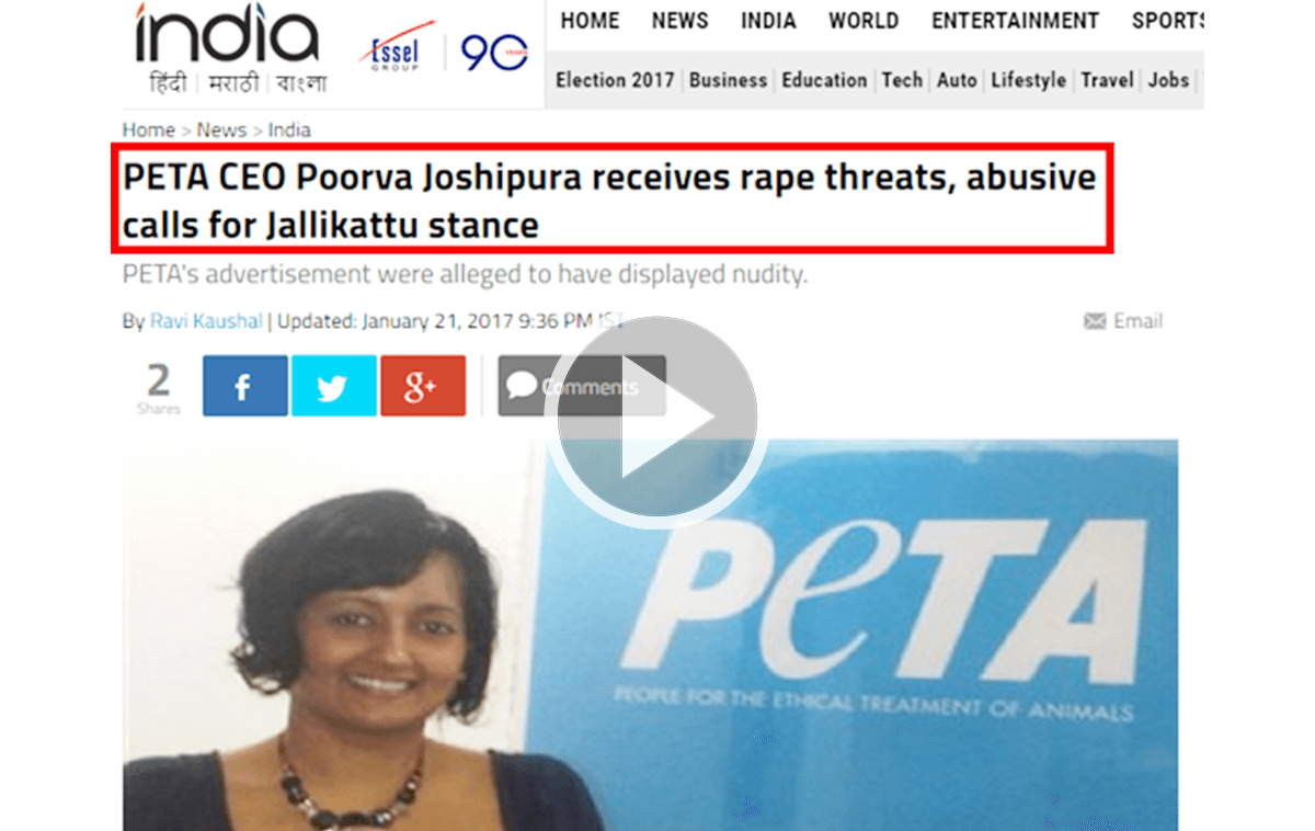 PETA Turns Vicious, Sexist Trolling by Jallikattu Bullies Into Powerful ...